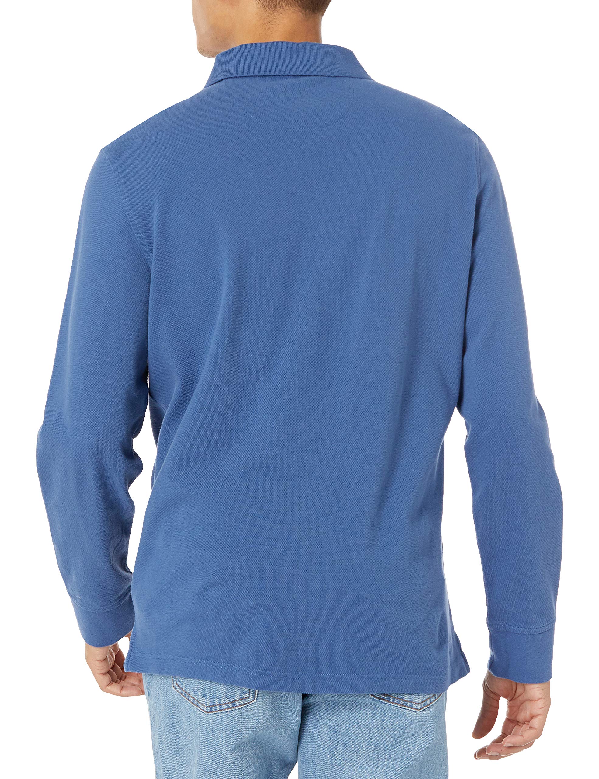 Amazon Essentials Men's Slim-Fit Long-Sleeve Pique Polo, Blue, Large