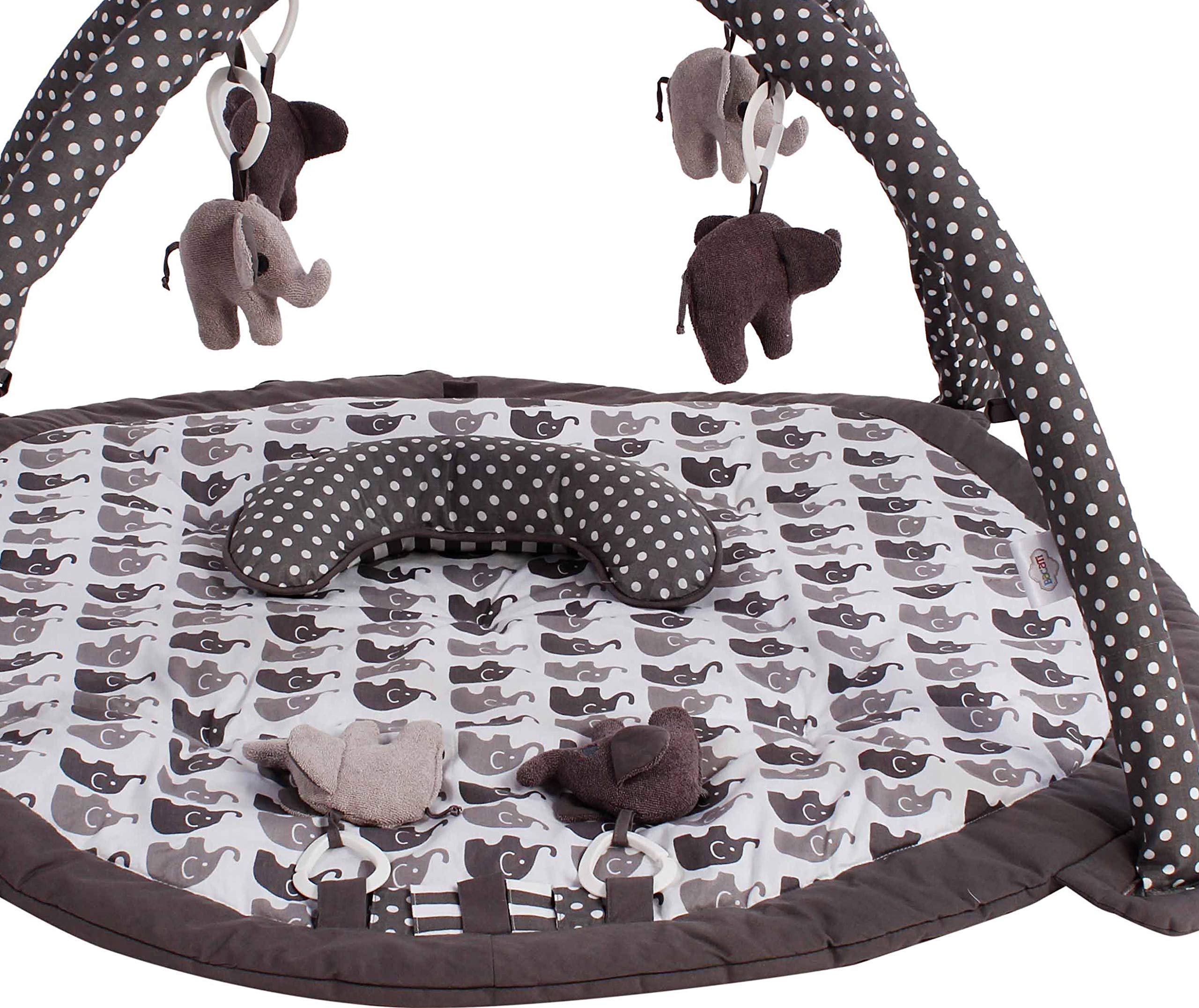 Bacati Elephants Unisex Activity Gym with Mat, Grey