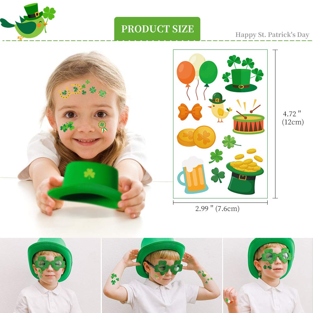 DARKLATER Shamrock Tattoos, St Patricks Day Face Tattoos, Saint Patricks Day Temporary Tattoos Stickers, Clover Tattoos
