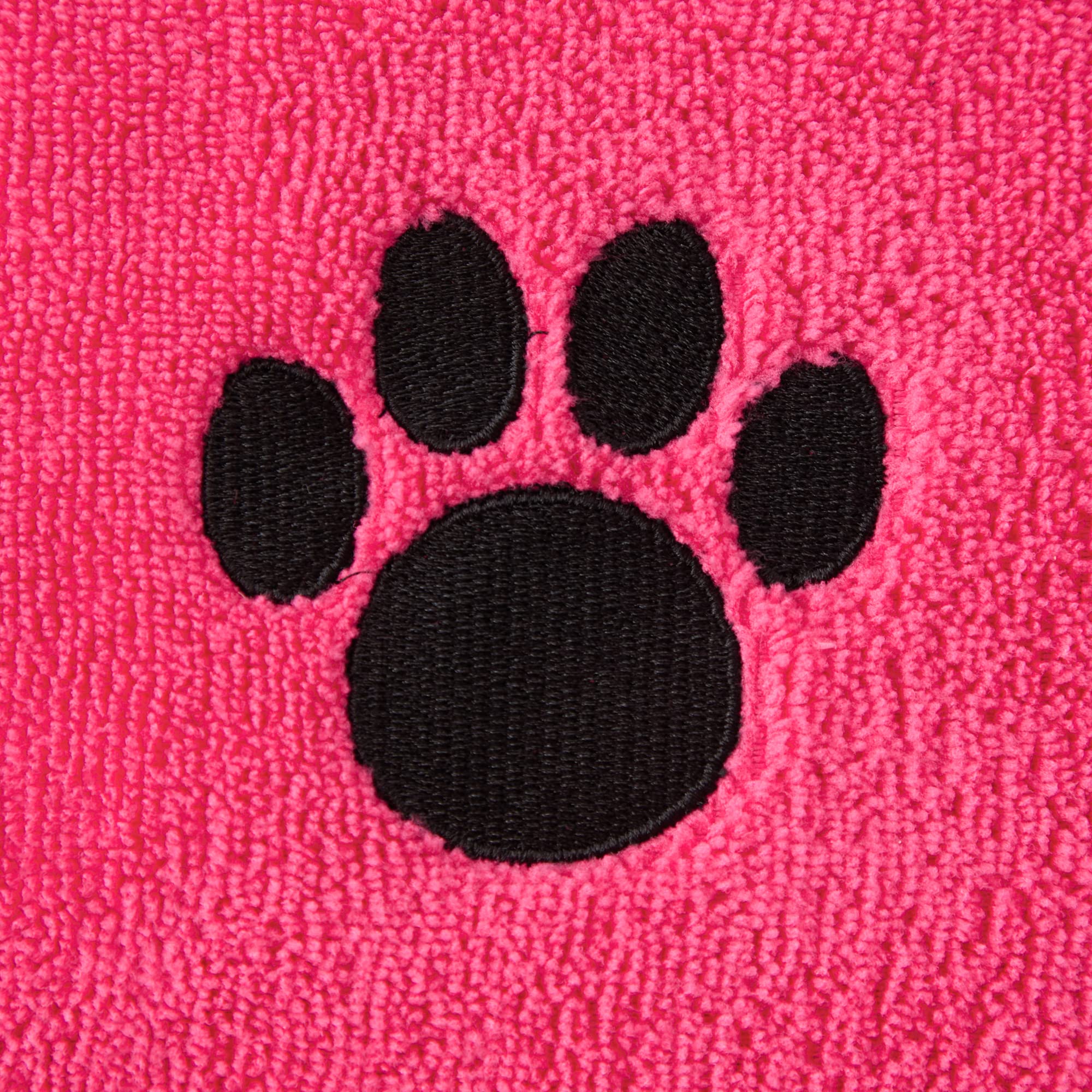 Bone Dry Pet Robe Collection, Embroidered Absorbent Microfiber Bath Robe with Adjustable Closure, for Dogs & Cats, Large, Raspberry Sorbet