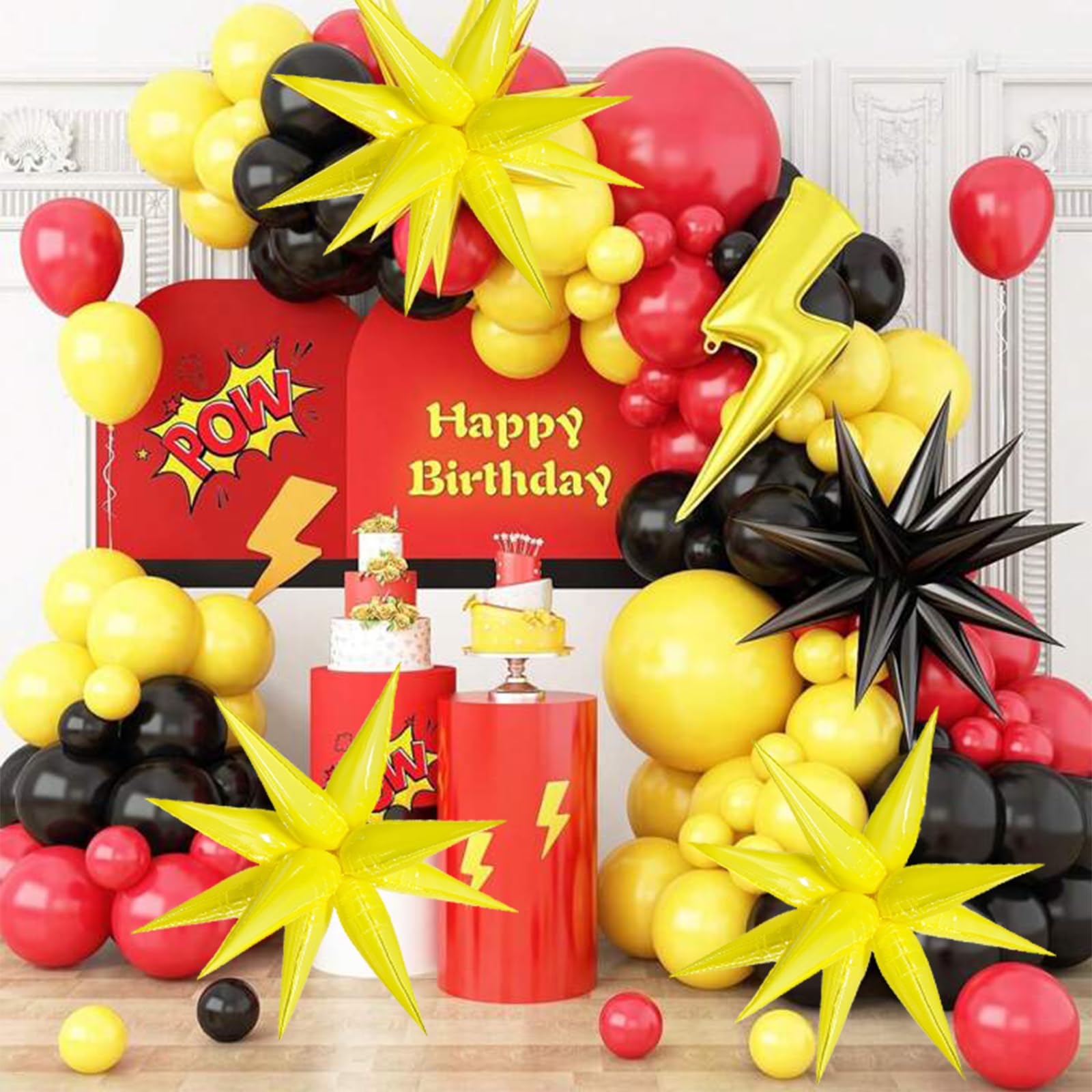 60 Pcs Yellow Star Balloons 26 inch Large Explosion Star Balloon 12 Point Spike Foil Balloons for Birthday Wedding Sunflower Lemon Party Decoration Background