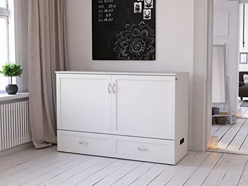 AFI Hamilton Murphy Bed Chest with Charging Station, Queen, White