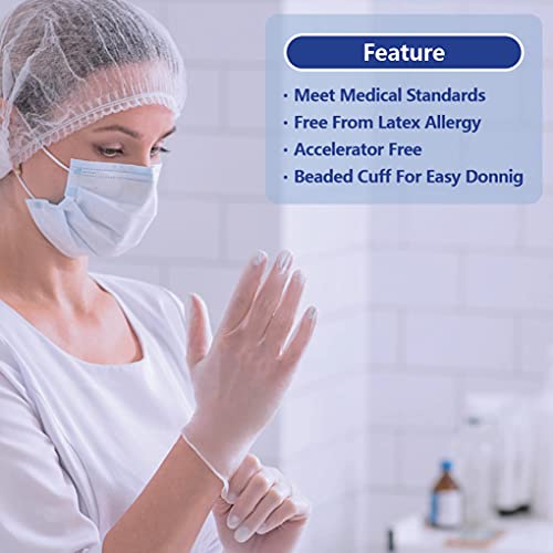 Safe Health Vinyl Exam Disposable Gloves, Free of Latex & Powder, Clear, 3.5 Mil, Medical Grade (1, Medium)