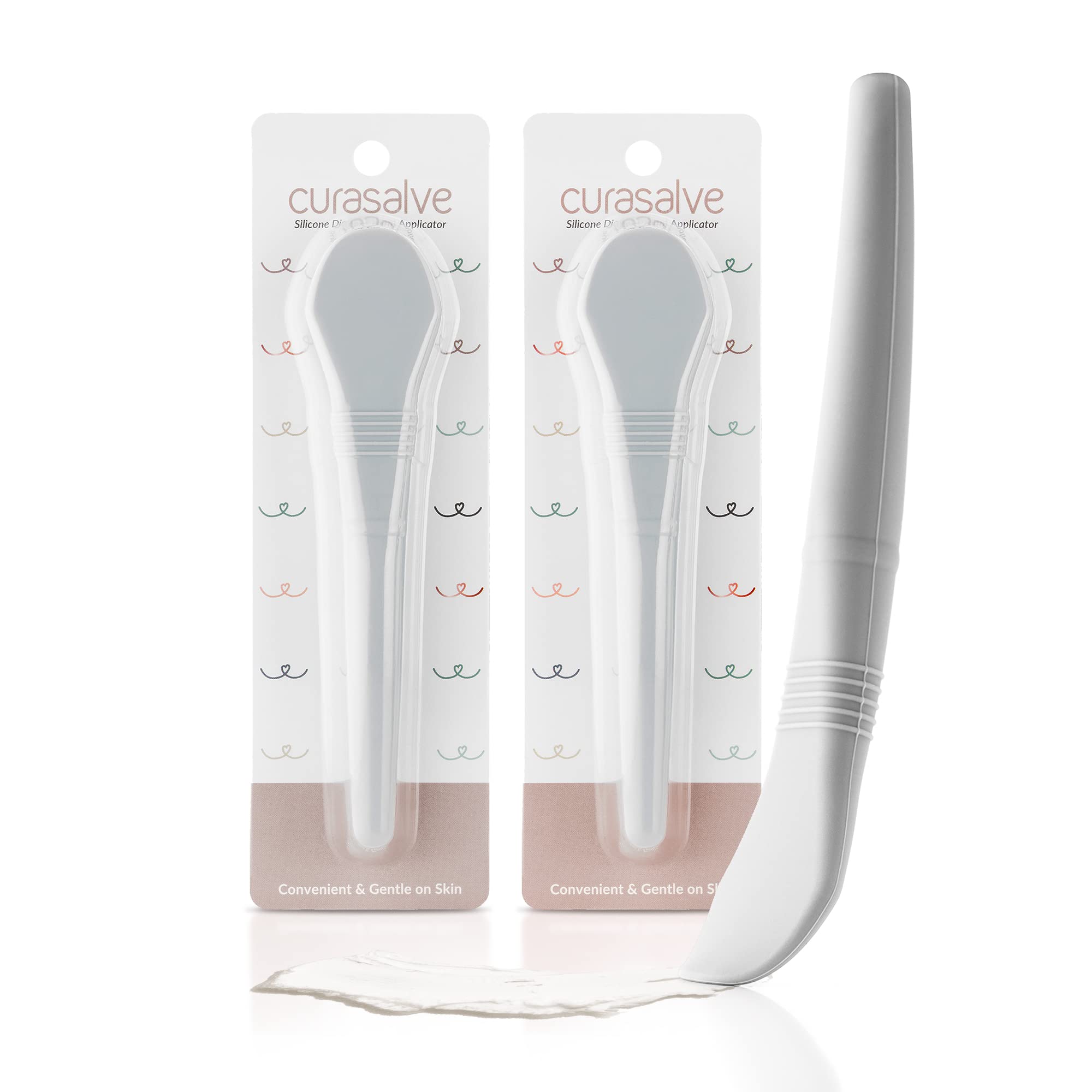 CURASALVE - Diaper Cream Spatula, 2 Pack Baby Diaper Cream Applicator, Soft Flexible Silicone Brush, Grey