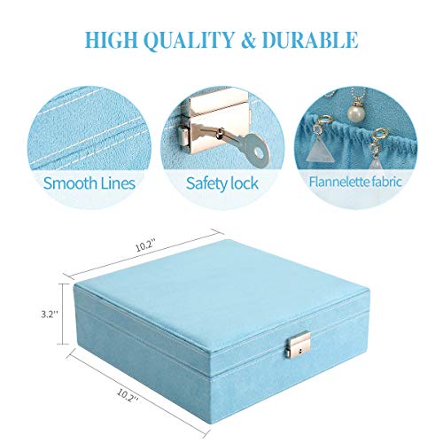 DerBlue Jewelry Case Jewelry Box for Women Two-Layer Lint Jewelry Organizer with Lock -36 Compartments and Removable Partition for Earrings Bracelets Rings Watches Case