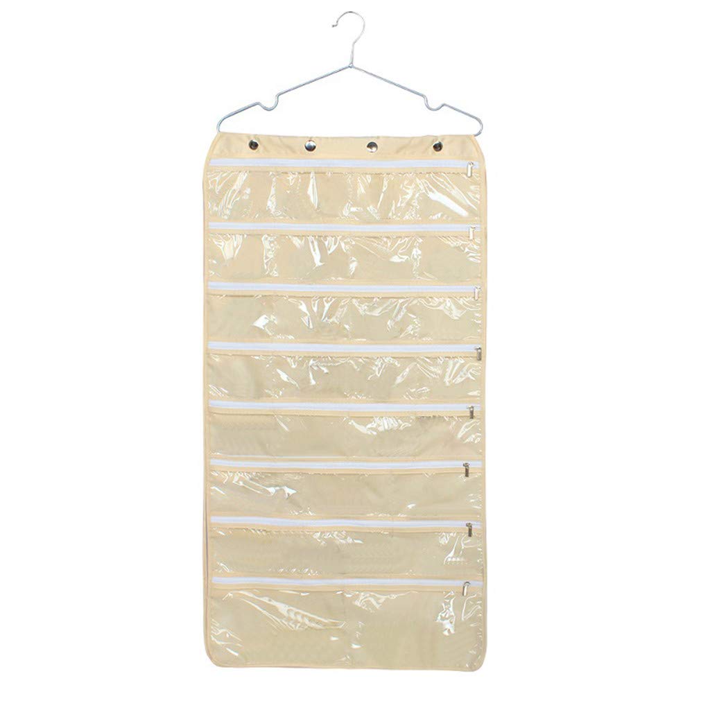 Akabsh Thick Oxford Fabric Zippered Storage Portable Travel Hanging Jewelry Organizer Bag (56-Pockets) Dual-Sided