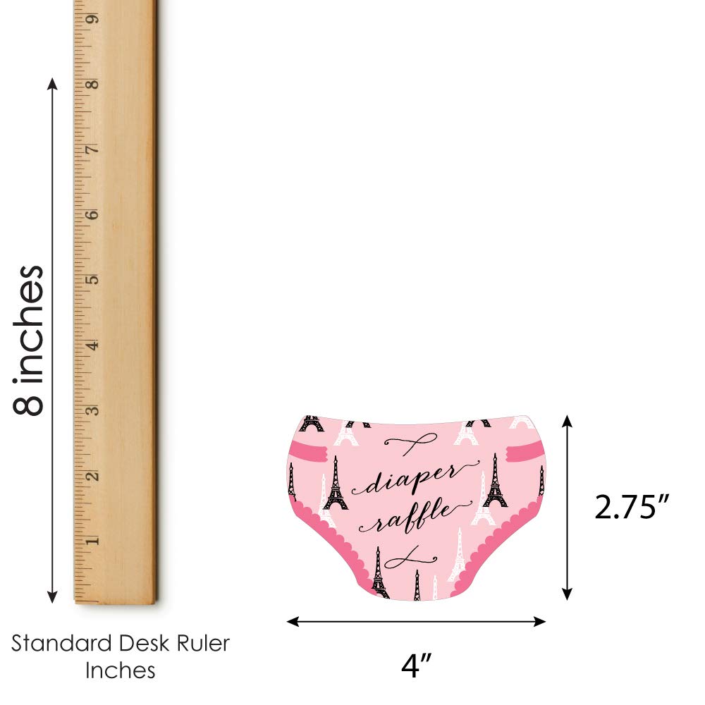 Big Dot of Happiness Paris, Ooh La La - Diaper Shaped Raffle Ticket Inserts - Paris Themed Baby Shower Activities - Diaper Raffle Game - Set of 24
