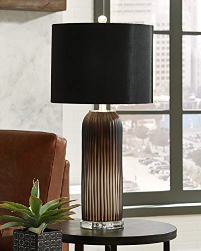 Signature Design by Ashley Abaness Contemporary 28.63" Glass Table Lamp, 2 Count, Black