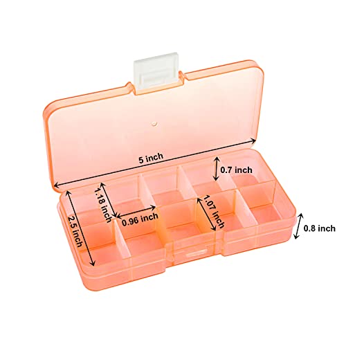 Acrux7 30 Pack 10 Grids Plastic Organizer Box with Dividers, 5 x 2.5 Inch Small Clear Bead Storage Containers, Small Plastic Tackle Boxes, Stackable Jewelry Boxes for Beads, Buttons, Earrings