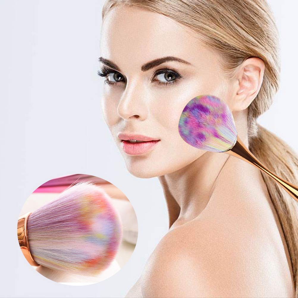 Large Mineral Powder Brush, Soft Fluffy Blush Brush, Bronzer Kabuki Makeup Brush, Nail Brush, Professional Loose Setting Powder Brush for Daily Makeup (Colorful)