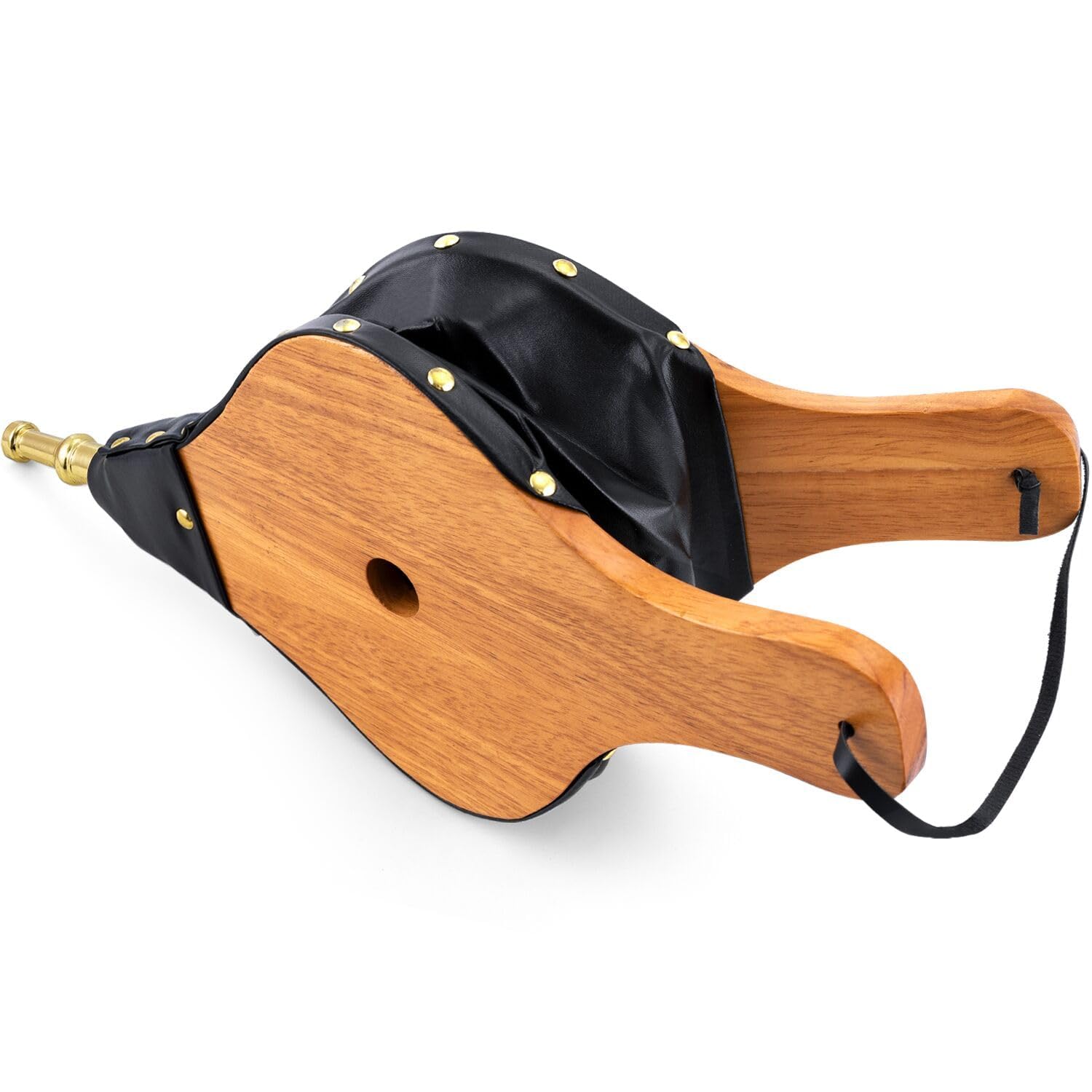 AMAGABELI GARDEN & HOME Wood Fireplace Bellows 19"x 8" Large Artificial Leather Bellow Fire Pit Air Blower With Hanging Strap Cast Nozzle Outdoor Cooking Fan Camping BBQ Grill Chimney Barbecue Tools