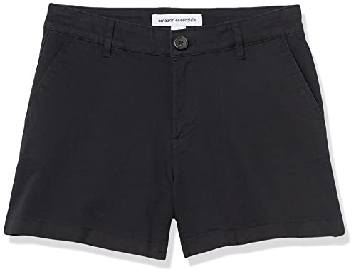 Amazon Essentials Women's Mid-Rise Slim-Fit 3.5 Inch Inseam Khaki Short, Black, 6