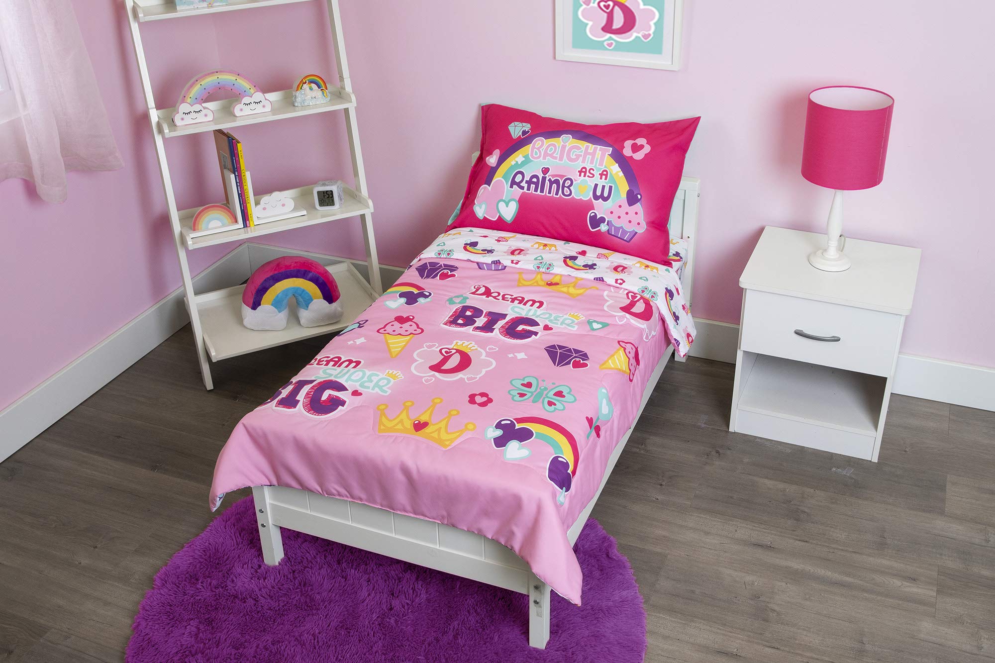 Love Diana "Dream Super Big" 4Piece Toddler Bedding Set, Pink