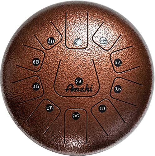 Amahi KLG12-11BZ 12" Steel Tongue Drum, 11 Note, D Major, Bronze
