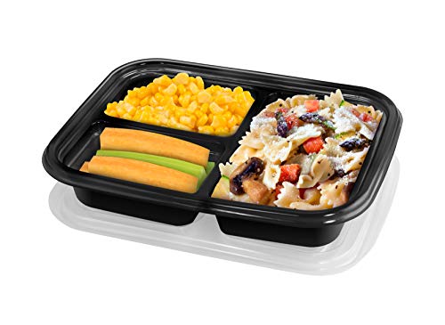 20 PIECE MEAL PREP CONTAINER KIT - 3 SECTIONS - BLACK