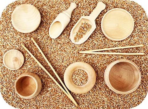 JANOK Wooden Sensory Bin Tools|USA Made|Sensory Bin Toys|Toddler Sensory Bin|Wooden Scoops and Tongs for Transfer Work and Fine Motor Learning|Montessori Toys for Toddlers|Toys for Kids
