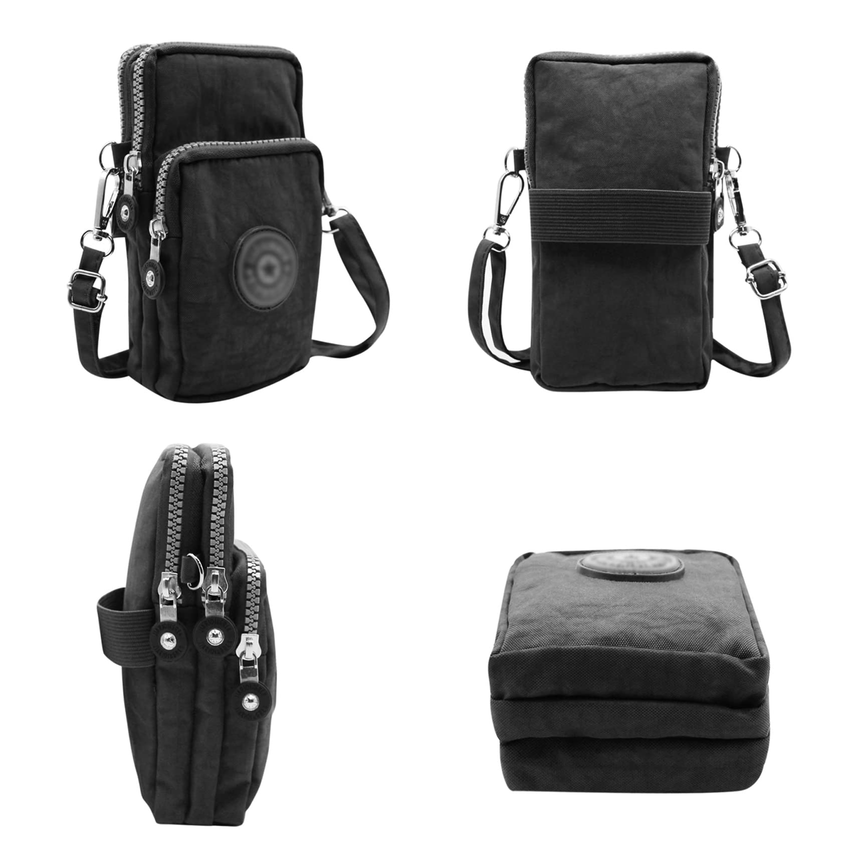 Amamcy Nylon Crossbody Cellphone Pouch Waterproof 3 Layers Unisex Phone Bag Shoulder Bag Coin Purse for Women Men