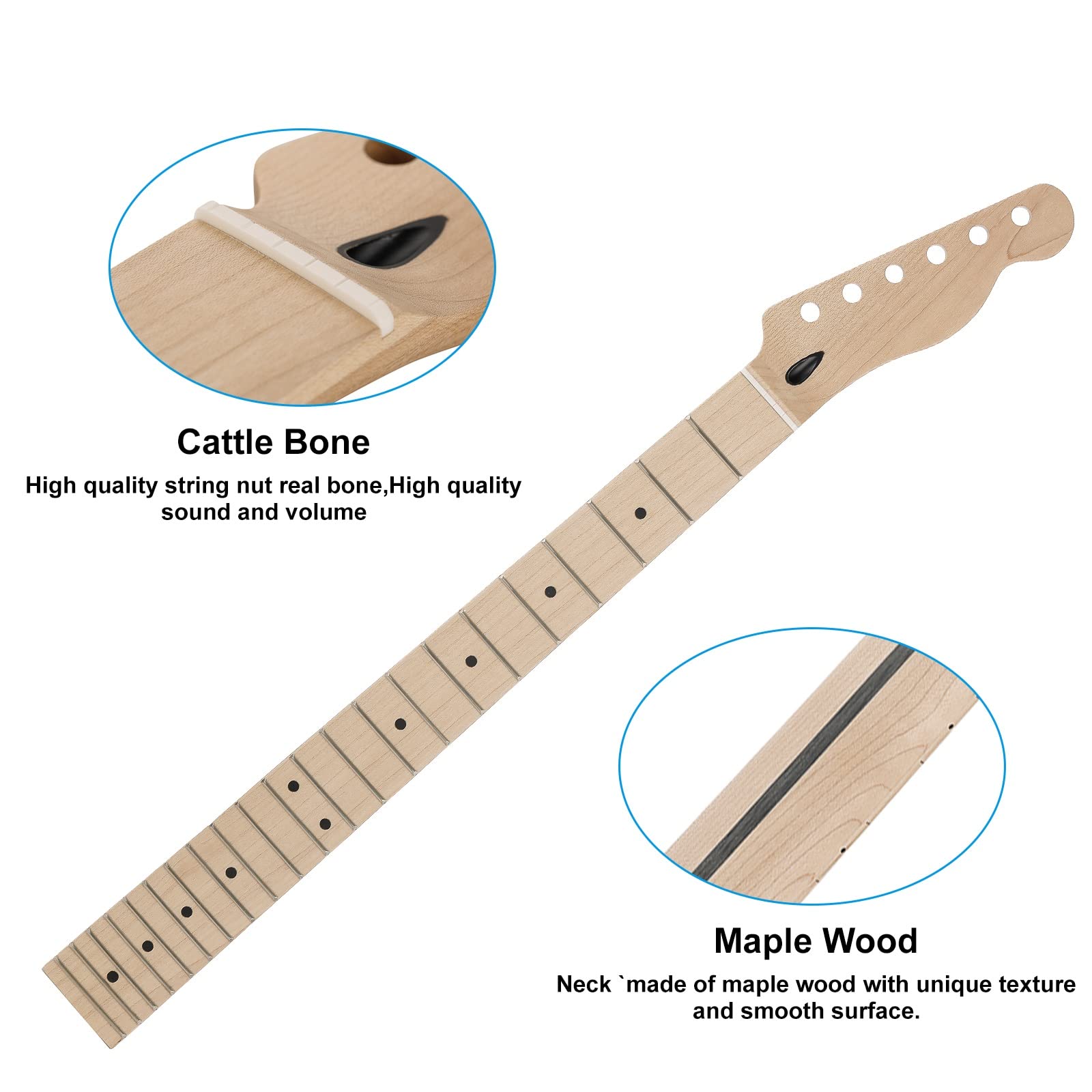 22 Fret Maple Fretboard Guitar Neck for TL Style Guitar DIY Parts Replacement