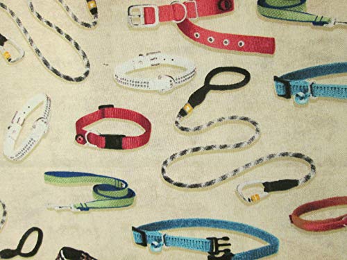 Collars LEASHES Dogs Cats Cream Cotton Fabric Size;1/4 Yard(18x22)