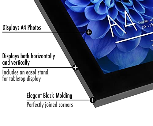Americanflat A4 Picture Frame in Black - Composite Wood with Shatter Resistant Glass - Horizontal and Vertical Formats for Wall and Tabletop - 8.3 x 11.7 in - Pack of 2