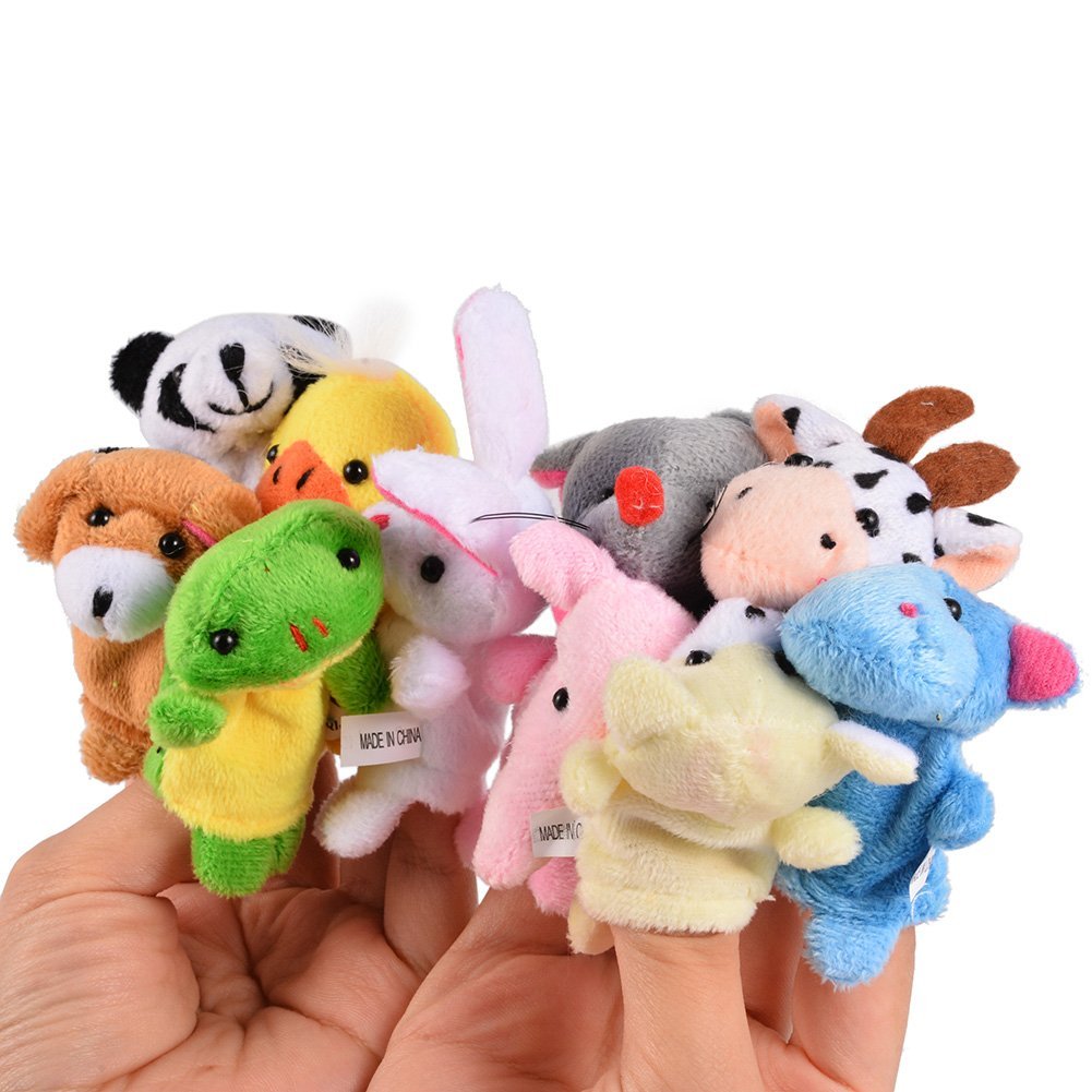 Acekid 10pcs Soft Plush Animal Finger Puppets Set Baby Story Time Velvet Animal Style for Toddlers