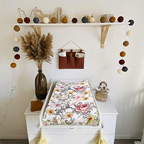Baby Floral Diaper Changing Pad Cover Cradle Mattress Sheets, Infant Stretchy Fabric Changing Table Cover Changing Mat Cover Baby Nursery Diaper Changing Pad Sheets (Floral)