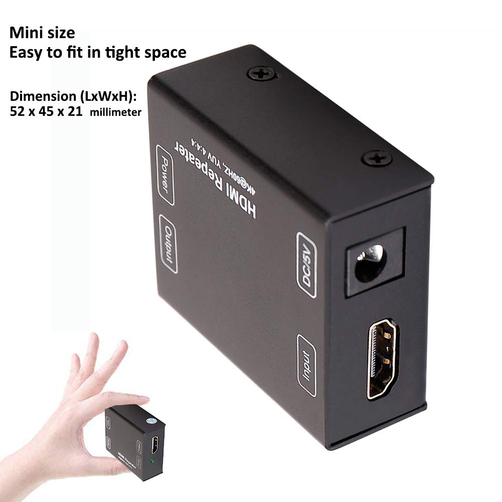 DTECH 4K2K HDMI 2.0 Signal Amplifier Booster Repeater 4K 60Hz YUV 444 18Gbps HDCP 2.2 CEC 3D 1080P Extender Boost up to 164 Feet Compatible with PS4 VR TV Box Blu-ray Player HDTV Monitor Projector