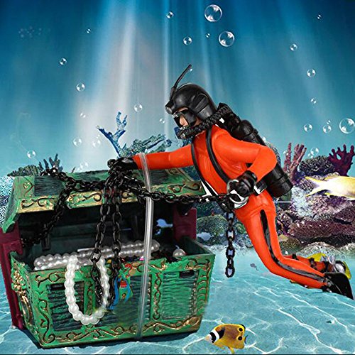 Bestgle Creative Aquarium Ornament Treasure Hunter Diver Action Figure Decoration for Fish Tank