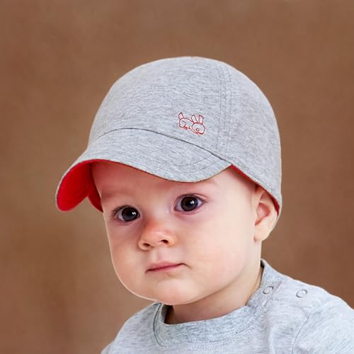 Keepersheep Baby Reversible Baseball Cap Infant Sun Hat, Shell Embroidery Cotton (Gray-New Size, 6-12 Months)