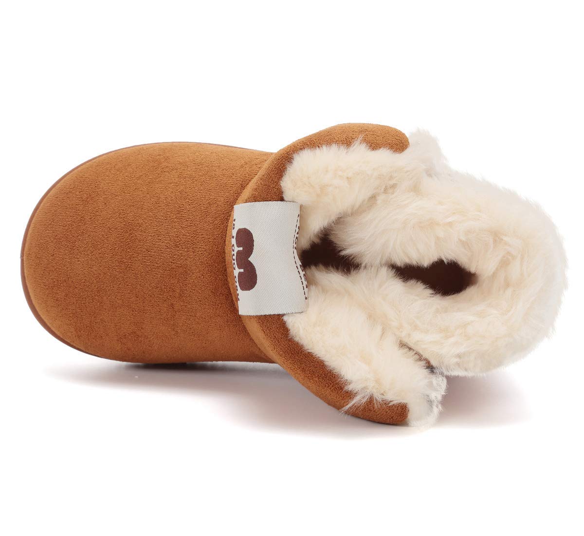 KEESKY Boy Toddler Boots Brown Fur Lined Warm Winter Shoes Size 7 M Toddler