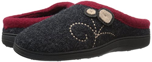 Acorn Women's Clog Slippers, Multi-Layer Memory Foam Footbed with Arch Support, Charcoal Button, 8-9