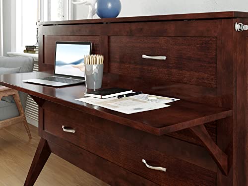 AFI, Northampton Murphy Bed Desk with Premium 6 Inch Folding Memory Foam Mattress and Built-in Charger, Full Size, Walnut