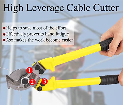 14in Hardened Cable Cutter Wire Rope Cable Cutter, Heavy Duty Wire Cutter for Aluminum Copper Wire Up to 125mm² - Cable Wire Cutter Heavy Duty Stainless Steel