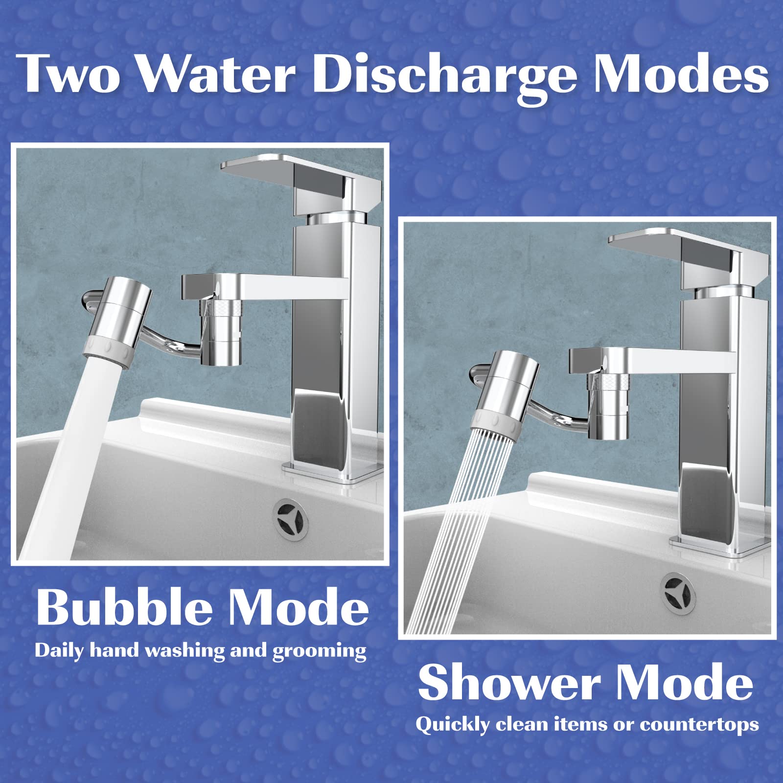2 Pcs Faucet Extender, 1080° Swivel Robotic Arm Faucet Aerator Rotatable Multifunctional Extension Faucet, Large-Angle Ratating Universal Splash Faucet Attachment Adapter for Bathroom Kitchen Sink