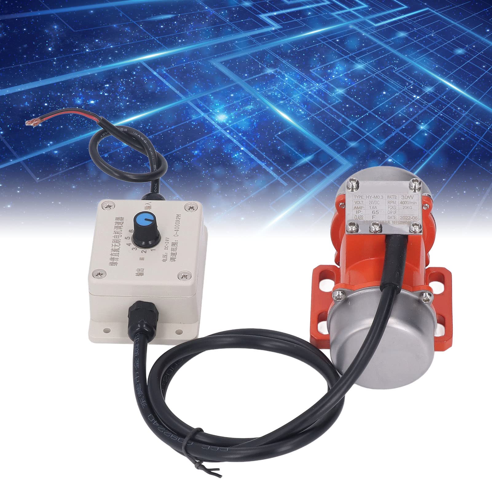 CUEI 30W Concrete Vibrator Vibration Motor, Waterproof 4000RPM DC Electric Vibrating Motor with Speed Controller & Adjustable Exciting Force, Aluminum Alloy Vibrating Vibrators for Shaker Table(#2)