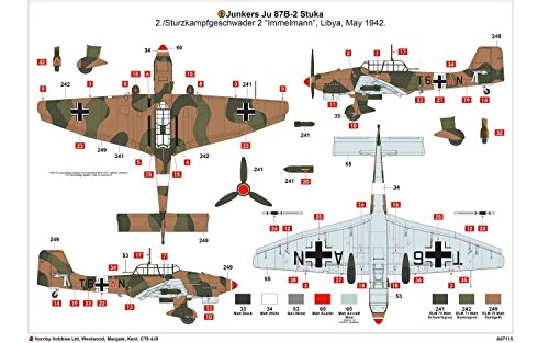 Airfix Junkers Ju87R-2/B-2 Stuka 1:48 WWII Military Aviation Plastic Model Kit A07115, Red