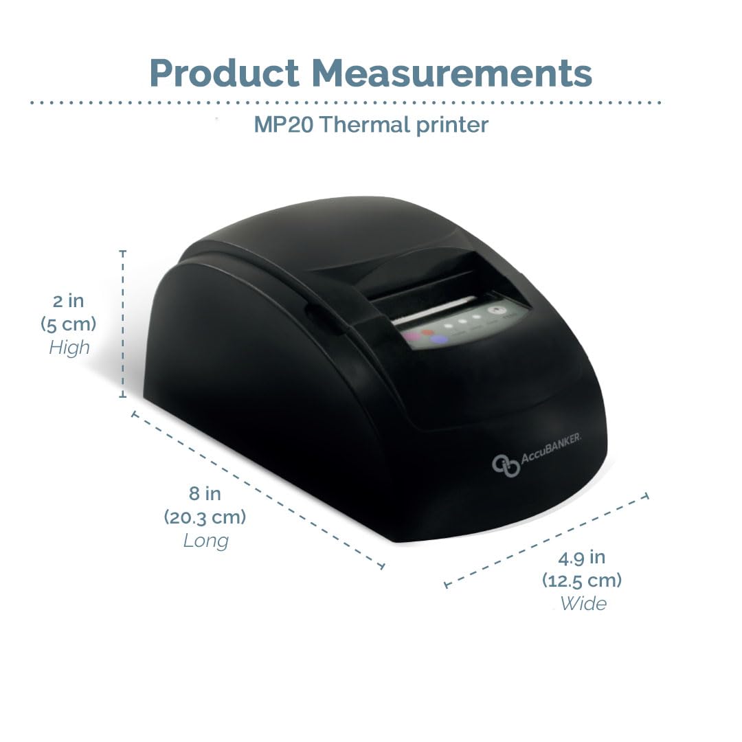 AccuBANKER MP20-58 Thermal Printer for AB5800 Bill Counter - Prints Reports of Verified Bills, Quick and Easy to Use, Compact Design, Quick Printing Speed, Low Noise Level (AB5800 Compatibility)
