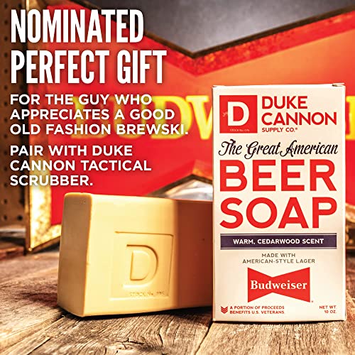 Duke Cannon Supply Co. Big Ass Brick of Soap - Superior Grade, Large Men's Soap Made with Budweiser, All Skin Types, Masculine Cedarwood Scent, 10 oz
