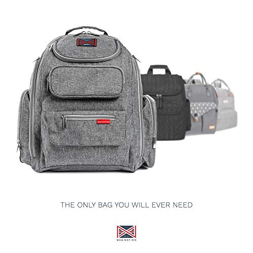 Bag Nation Extra Large Diaper Bag Backpack with Changing Station | Ideal for Twins or 2 Babies | Unisex 3 in 1 with Stroller Straps | Holds All Your Baby’s Essentials (Black)
