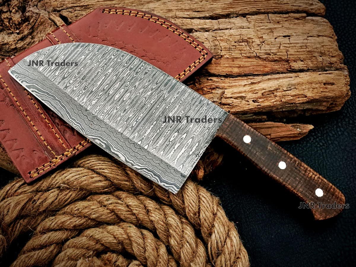 Custom Handmade Damascus Steel Serbian Chef knife - Damascus Meat Cleaver Knife - Butcher Knife for Meat Vegetables Cutting JNR -0224