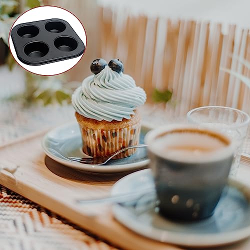 4 Cup Muffin Pan, Bakeware Non-stick Cupcake Baking Pan Mini Pie Pans, Air Fryer Small Oven Cupcake Baking Pan Non Stick No Toxic Bakeware, Heavy Duty Carbon Steel Muffin Tray for Oven Baking (2PCS)