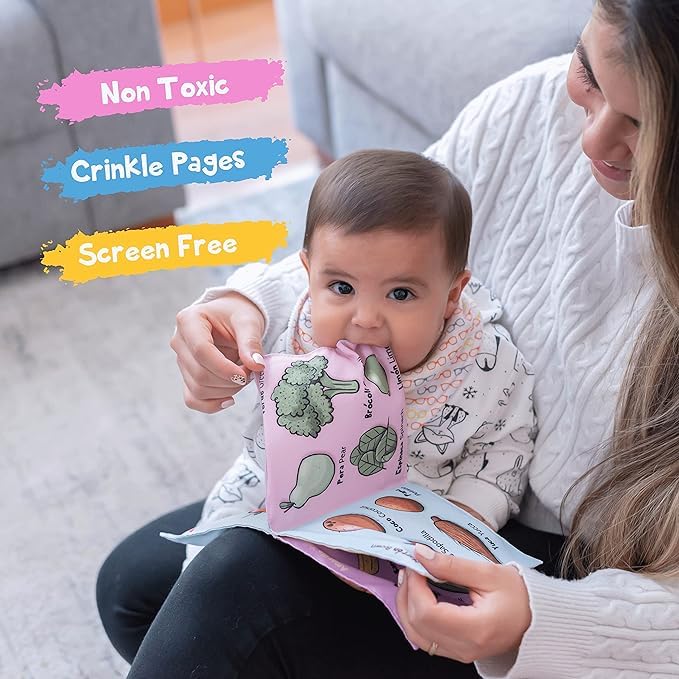 Bilingual Books for Babies | 3 Cloth Book Set Written in Spanish and English | Early Learning Sensory Development for Babies | Crinkle Touch | High Contrast Infant Toys For Early Development
