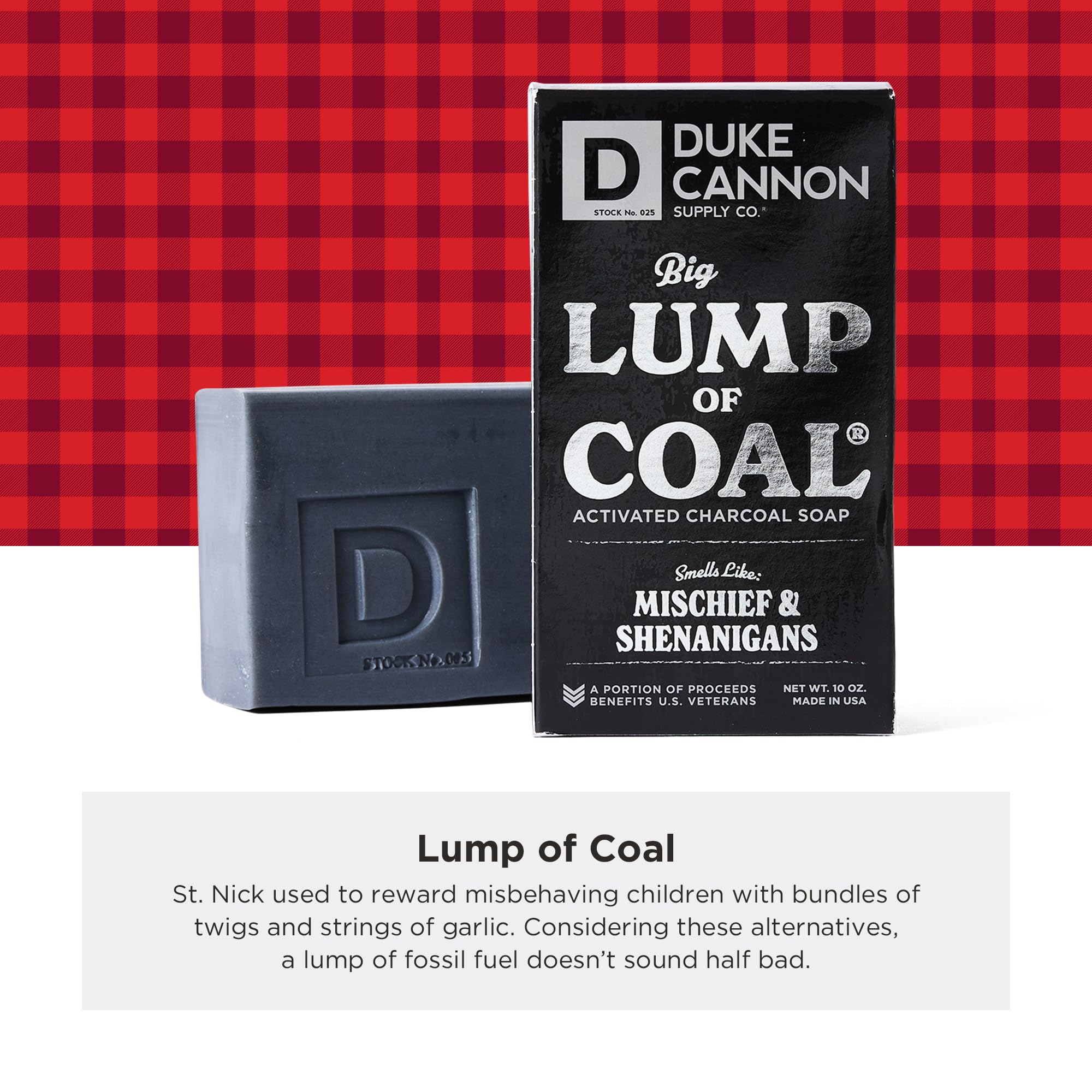 Duke Cannon Supply Co. Big Brick of Soap Bar for Men Holiday Edition - Big Lump of Coal (Bergamot & Black Pepper Scent), 10 oz. (1 Pack)