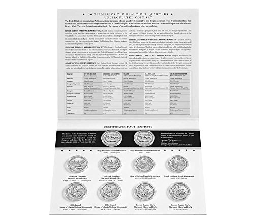 2017 P & D America the Beautiful Quarters Uncirculated Coin Set US Mint Packaged