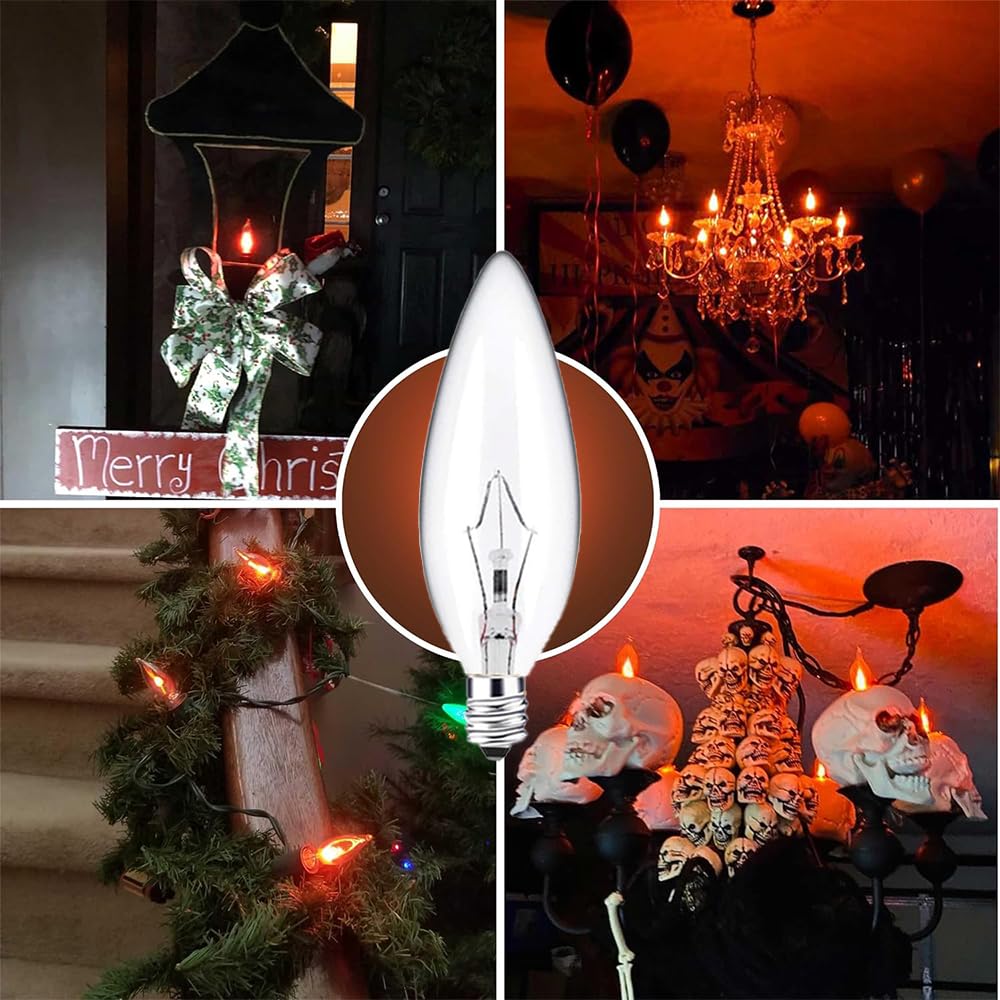 40 Watt Clear Candelabra Base (E12) 110V_120V,Flame Shaped Incandescent Chandelier Light Bulbs,Dimmable, Warm White (6)
