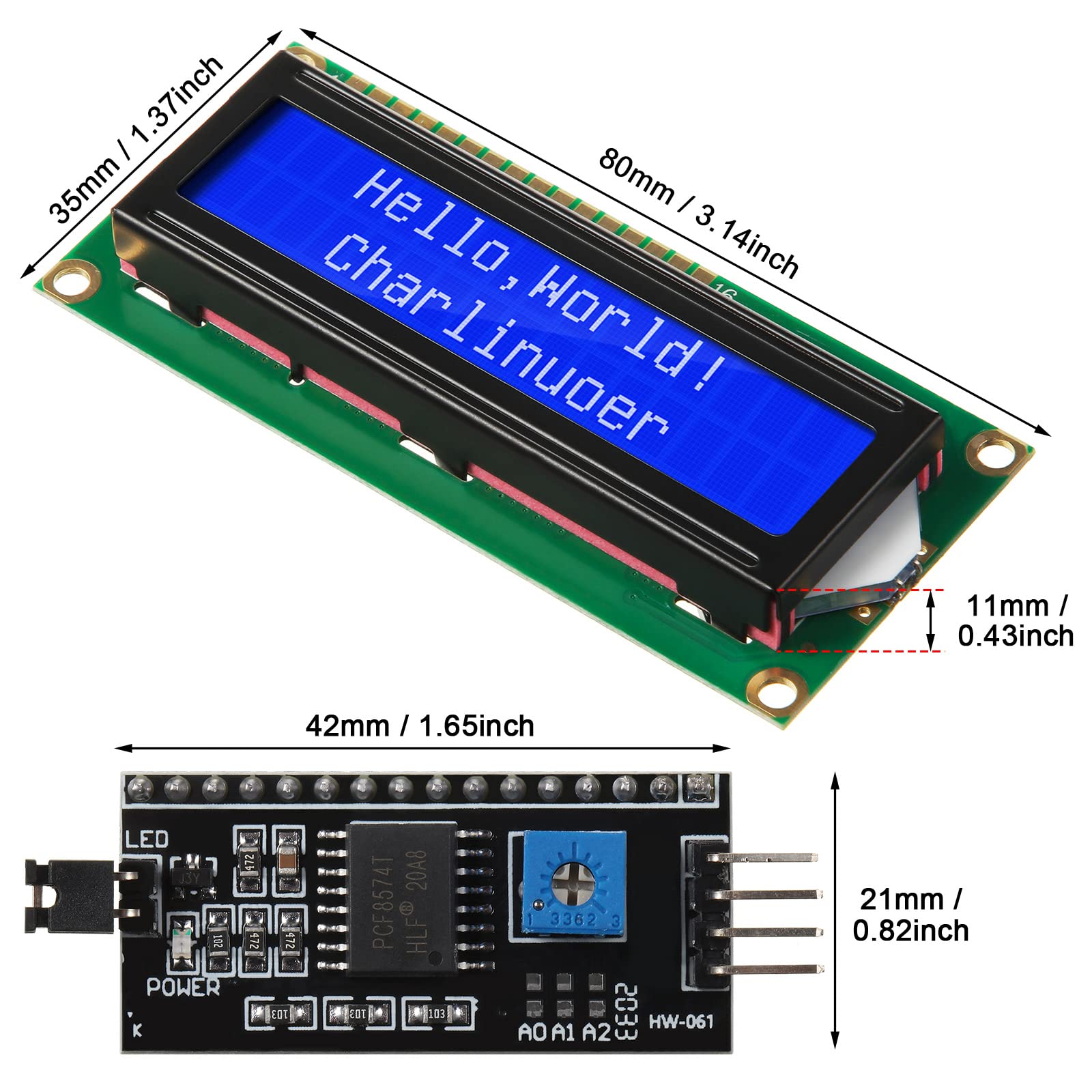 Weewooday 8 Pieces IIC TWI I2C LCD Serial Interface Adapter and LCD Module Display Backlight Compatible with Arduino R3 MEGA2560