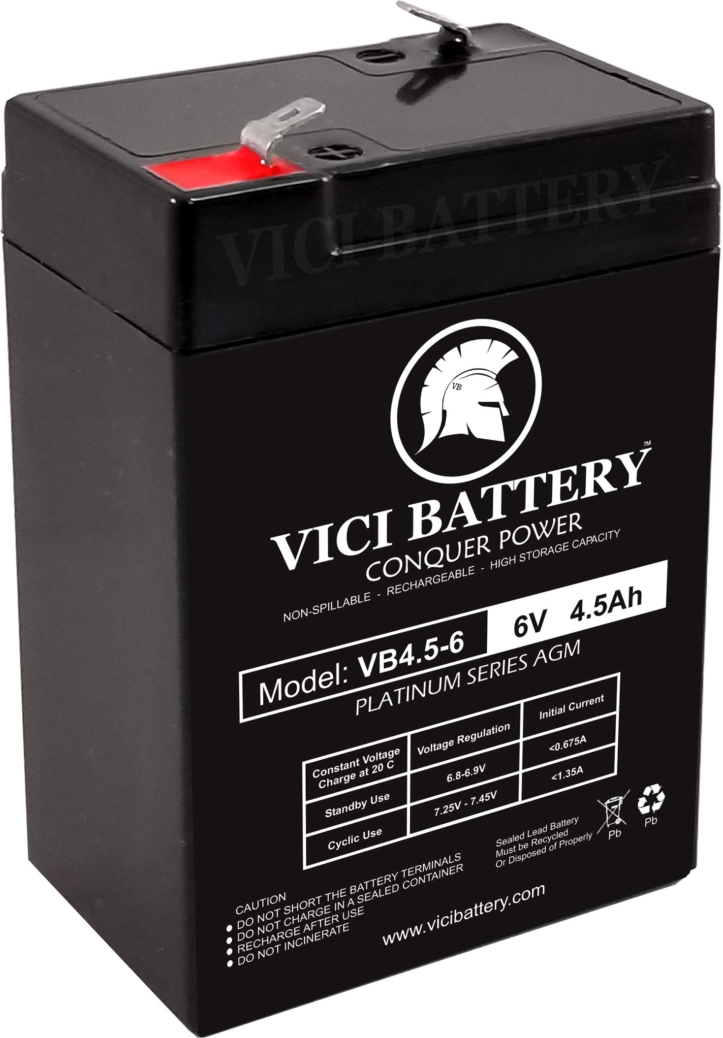 VICI Battery VB4.5-6 for Portalac GS PE6V4.5F1 6V 4.5Ah Emergency Light