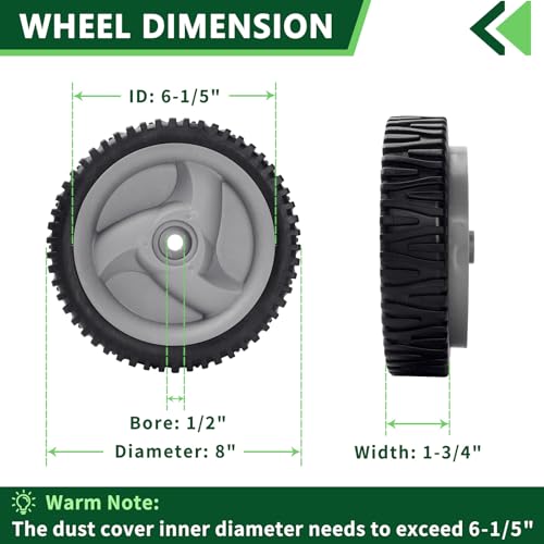 2 Pack Mower Front Drive Wheels for Craftsman Husqvarna 194231X460 401274X460 583719501 Wheel 8" X1-3/4