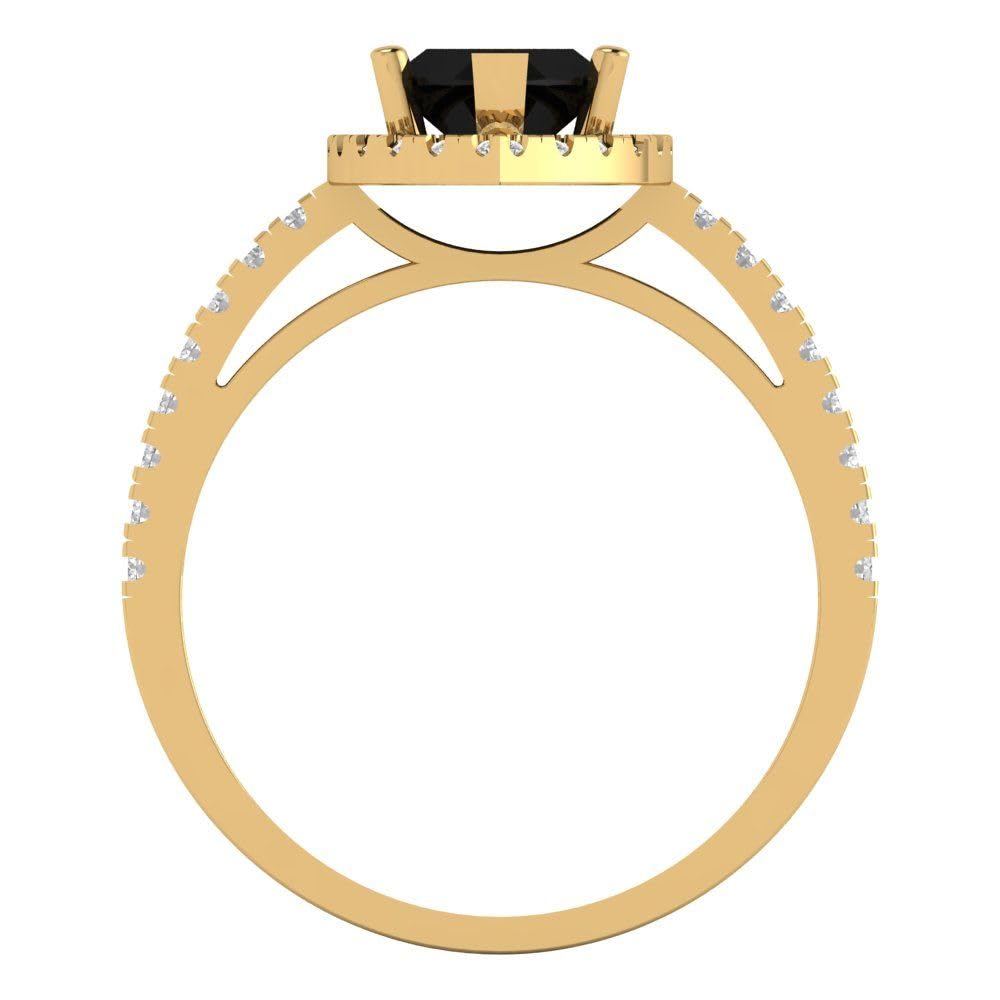 2.38 ct Marquise Cut Custom Engraving Halo Black Onyx Engagement Wedding Solitaire W/Accent Ring 18K Yellow Gold Size 11