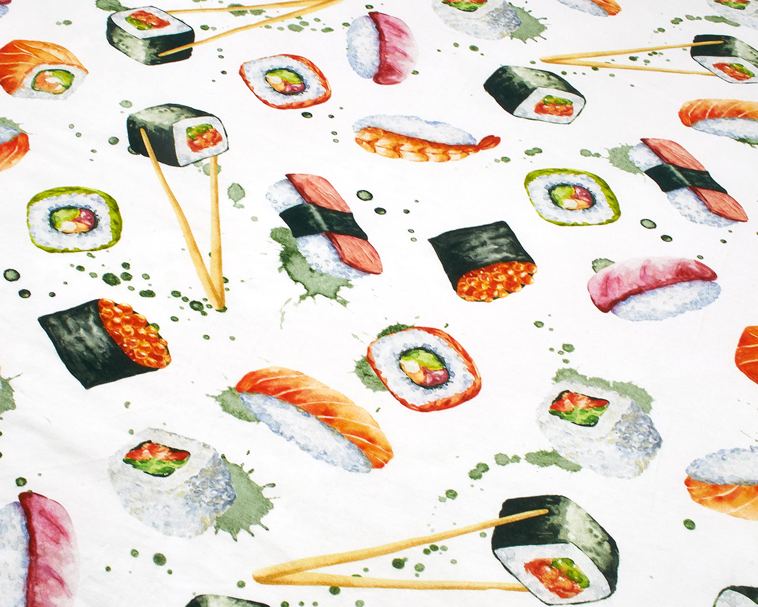 Sushi Crib Sheet | Extra Soft and Stretchy Jersey Knit Cotton | Beautiful Watercolor Design